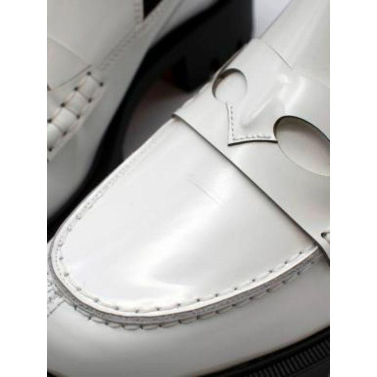 White Leather Montezu Lug Flat Ankle Boots For Sale at 1stDibs