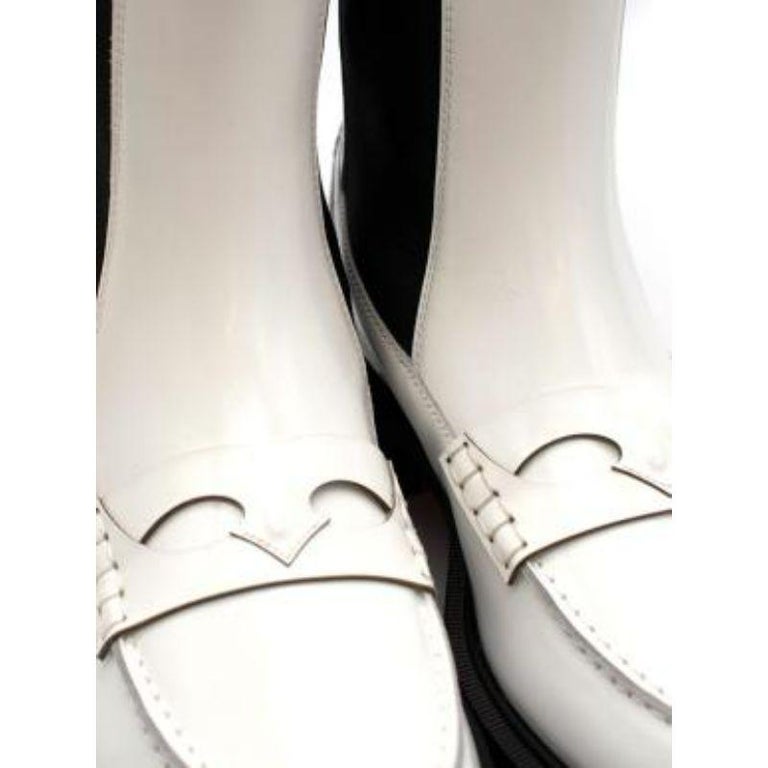 White Leather Montezu Lug Flat Ankle Boots For Sale at 1stDibs