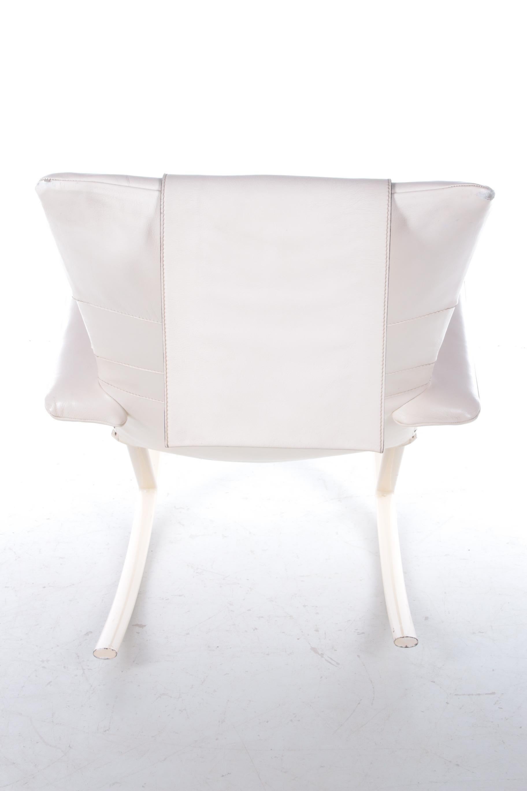 White Leather Rocking Chair Design by Jori, Belgium 1960s at 1stDibs