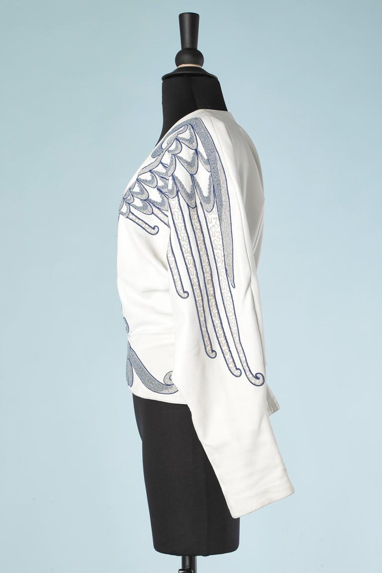 White leather wrap evening jacket with threads embroideries Jean-Claude ...