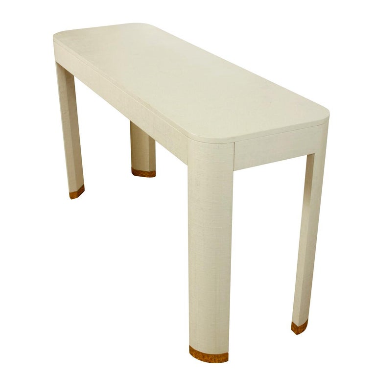 White Linen Wrapped Console Table at 1stDibs