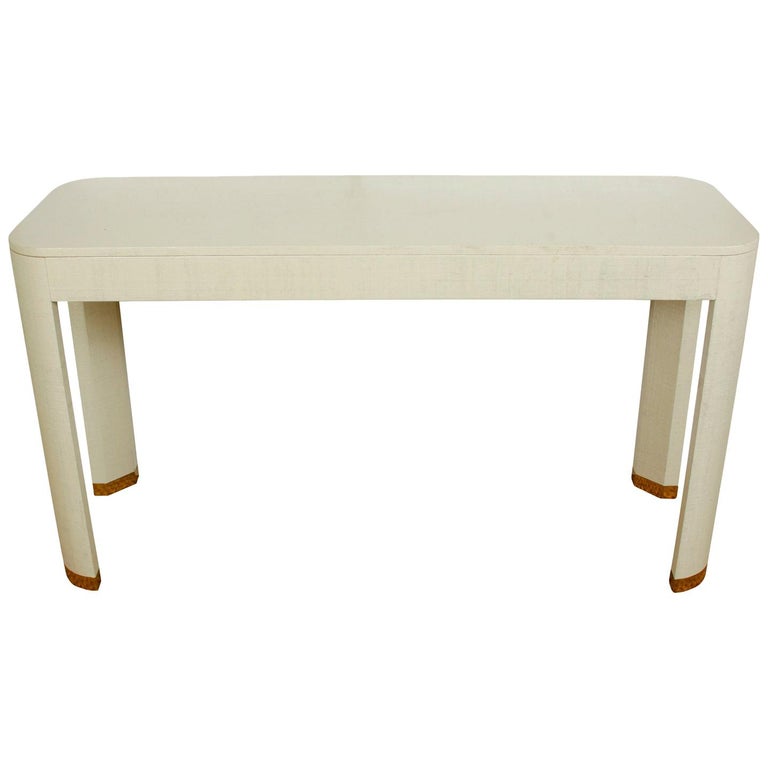 White Linen Wrapped Console Table at 1stDibs