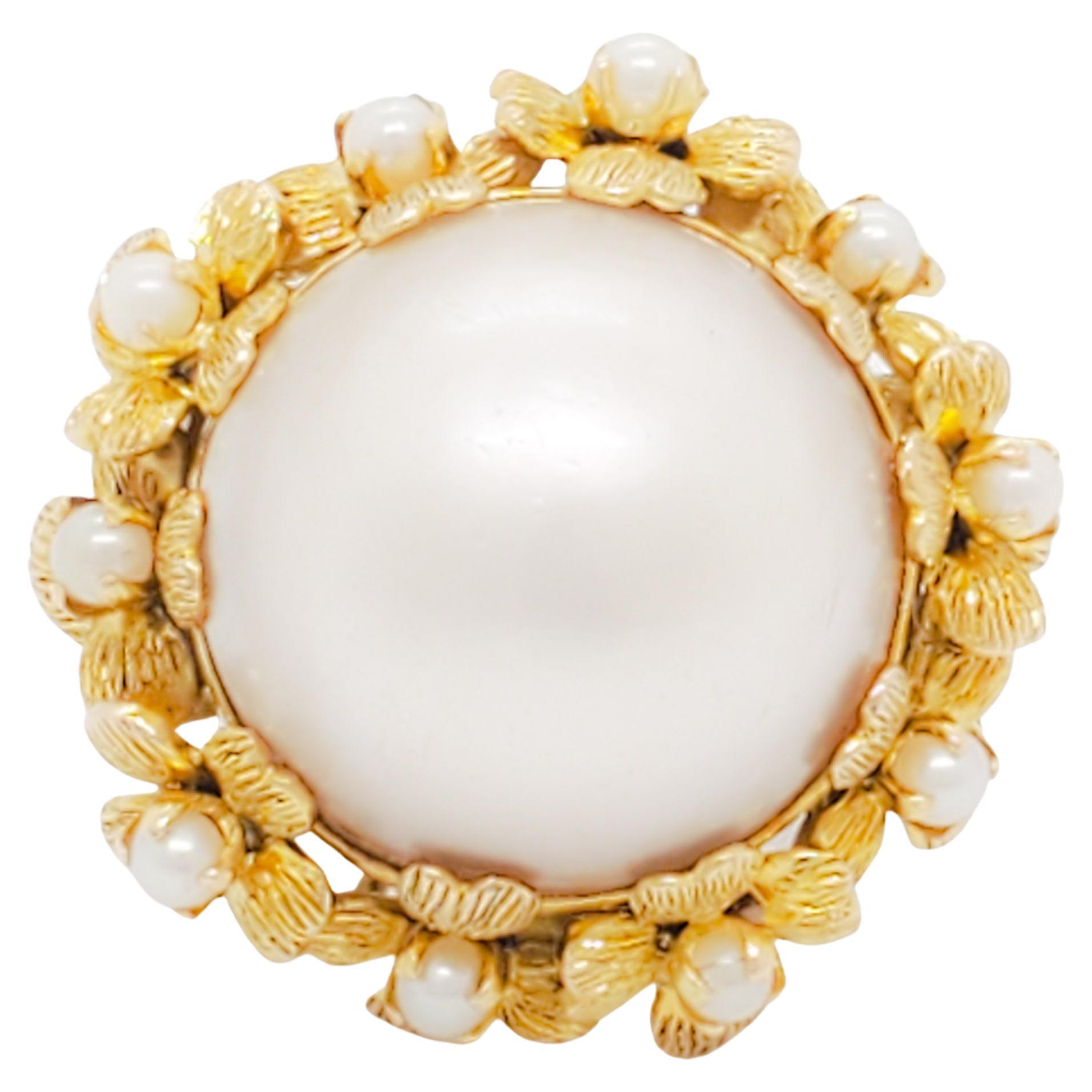 14 Karat Yellow Gold Mabe Pearl Ring For Sale at 1stDibs | mabe pearl ...