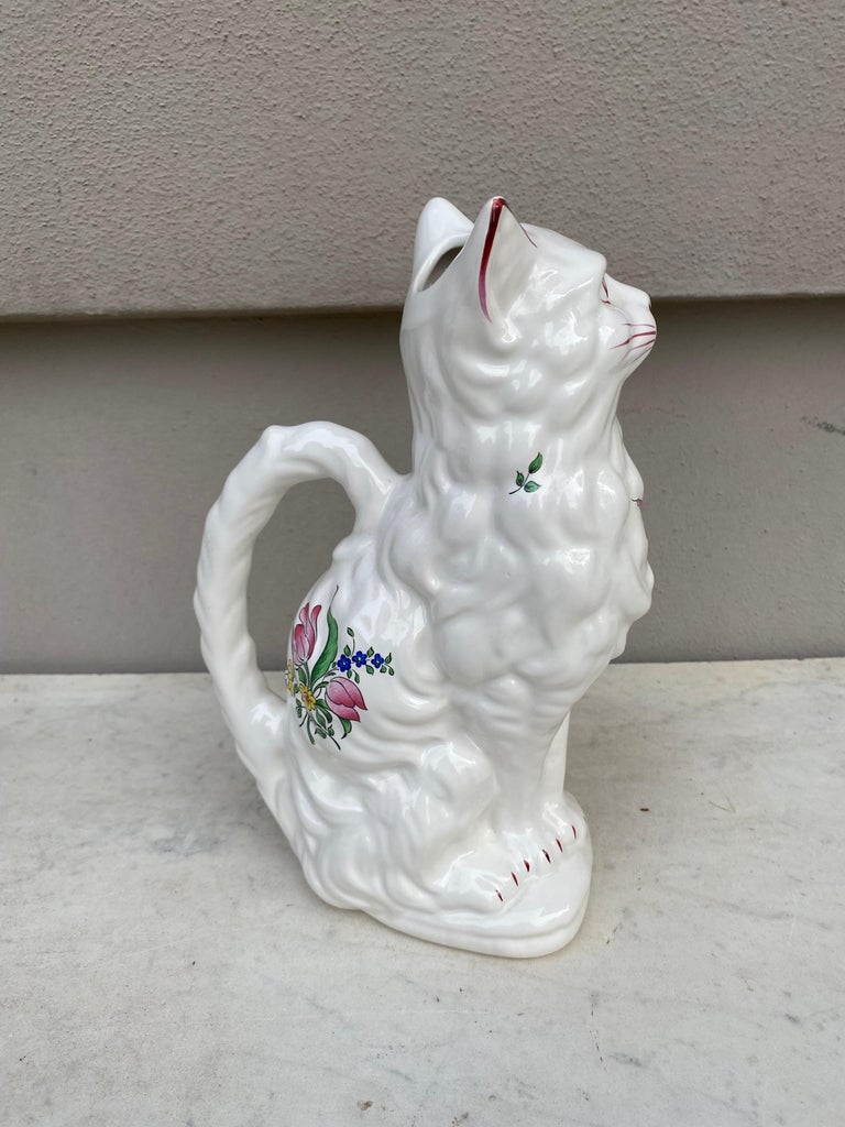 White Majolica Cat Pitcher Keller and Guerin Luneville, circa 1900 For ...