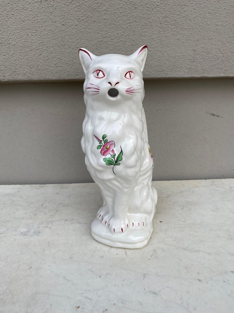 White Majolica Cat Pitcher Keller and Guerin Luneville, circa 1900 For ...