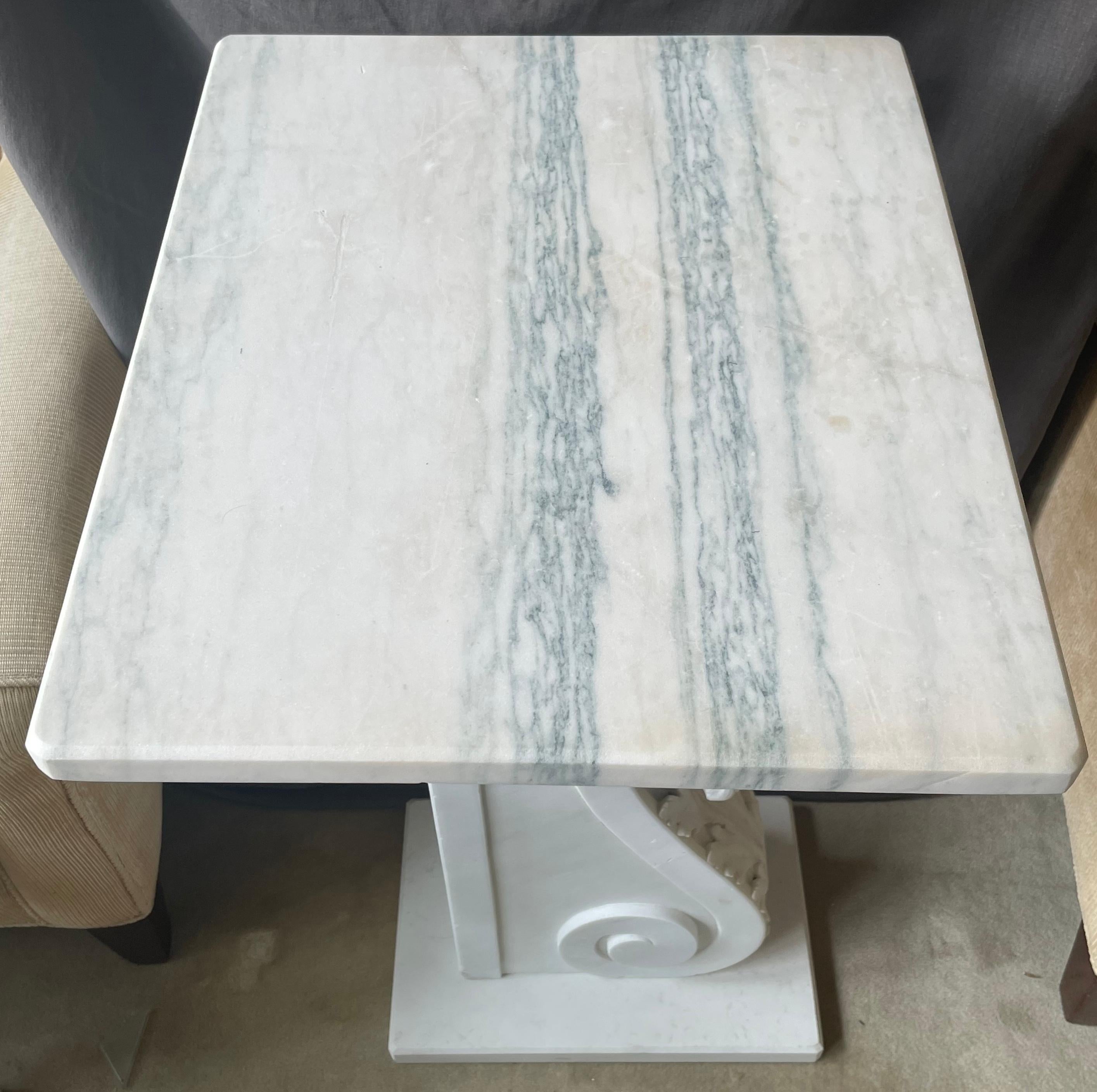 White Marble Acanthus Scroll Console For Sale at 1stDibs
