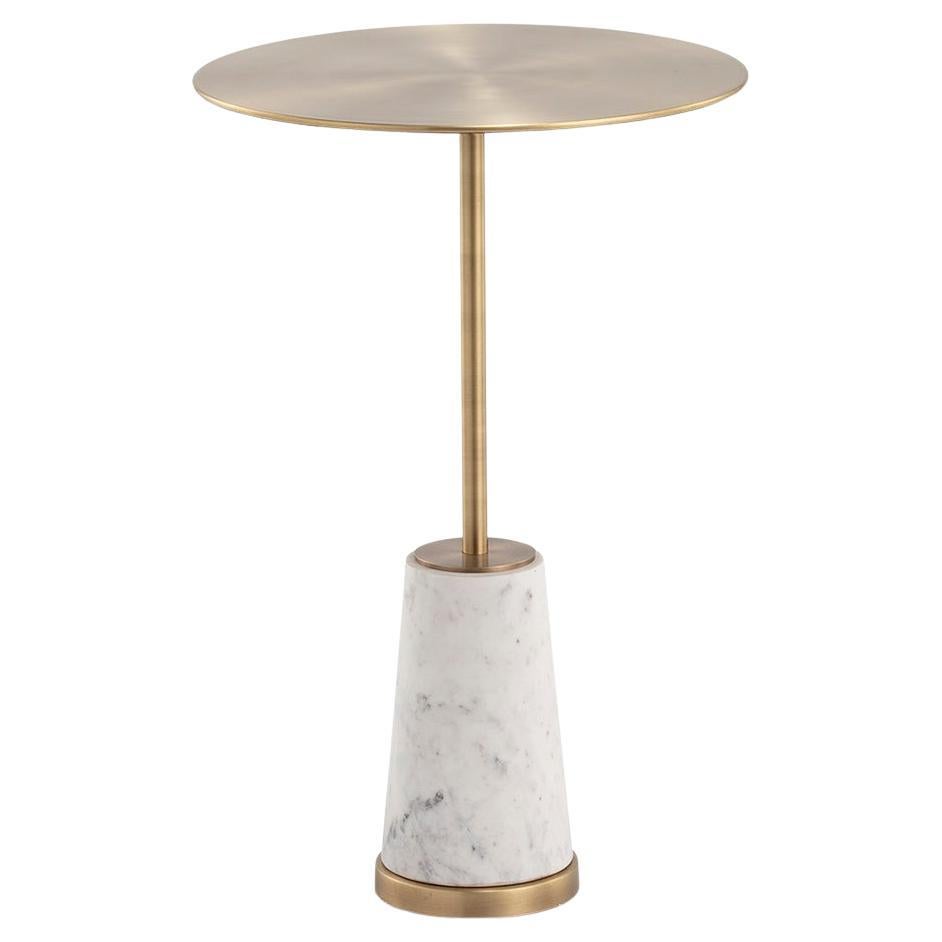 White Marble And Antique Gold Aluminum Side Table by Thai Natura For ...