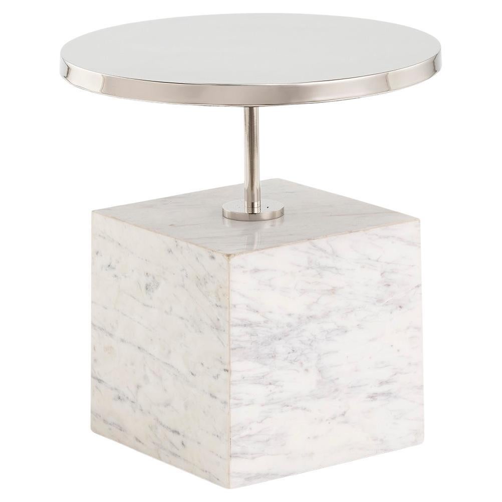Metal And White Marble Side Table by Thai Natura For Sale at 1stDibs