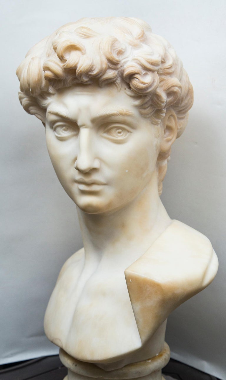 White Marble Bust of David after Michelangelo For Sale at 1stDibs