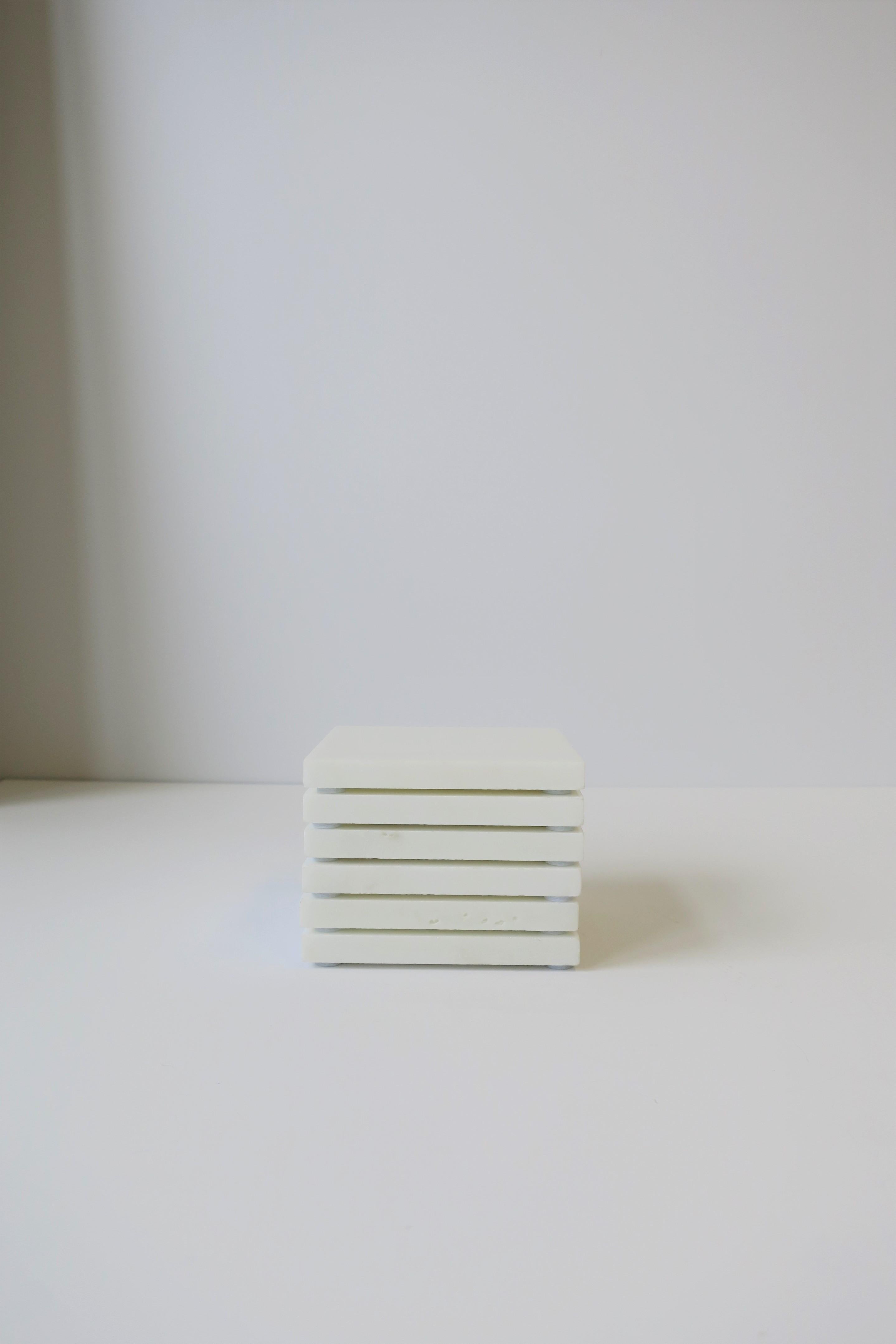 White Marble Coaster Set at 1stDibs