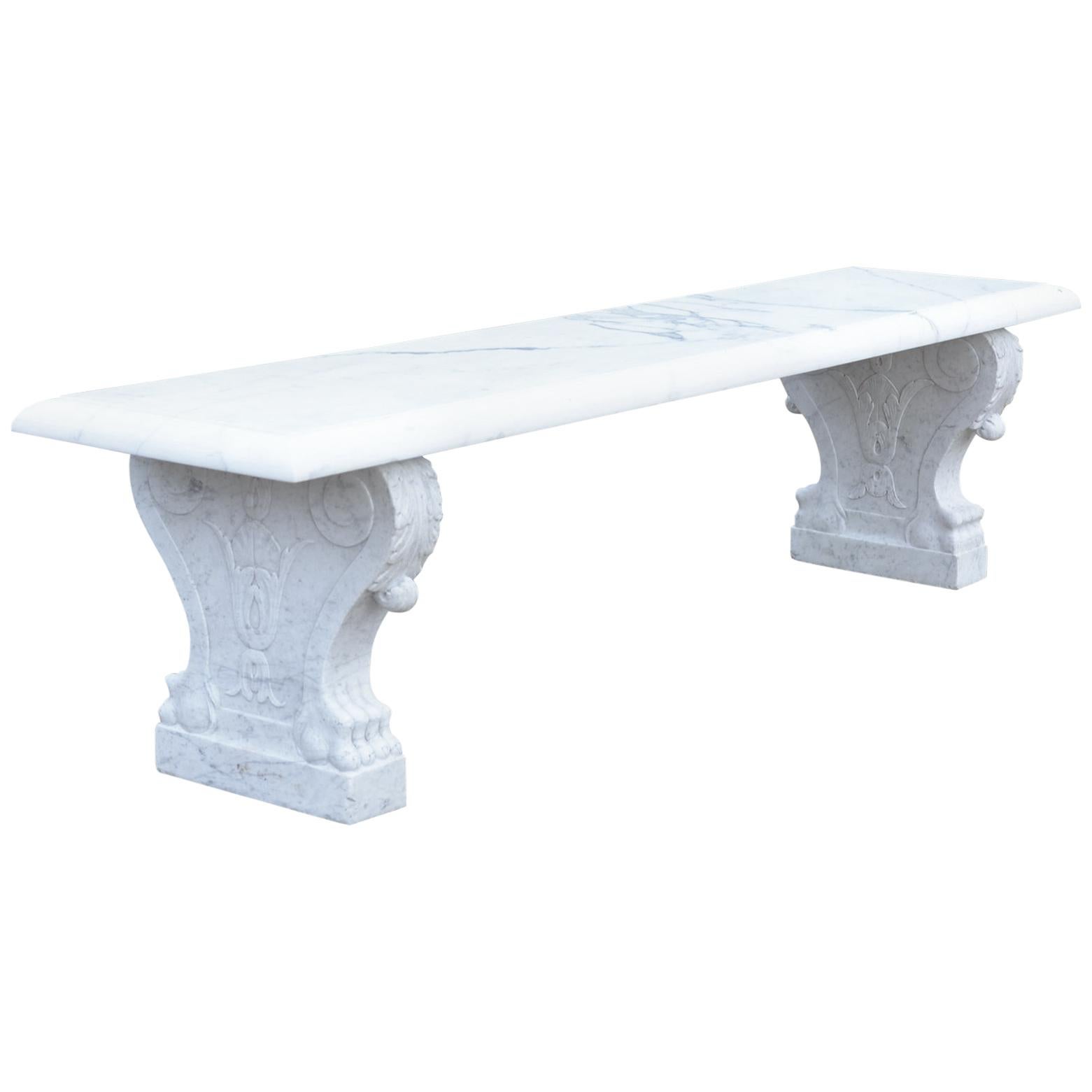 White Marble Garden Bench at 1stDibs | white marble bench, marble bench ...