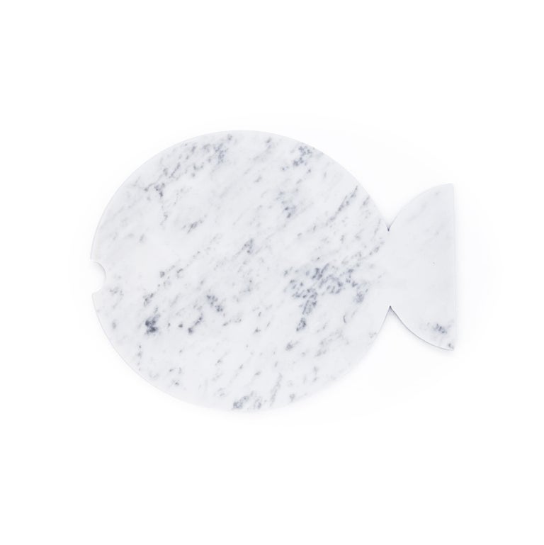 White Marble Plate Design Shape of a Fish at 1stDibs