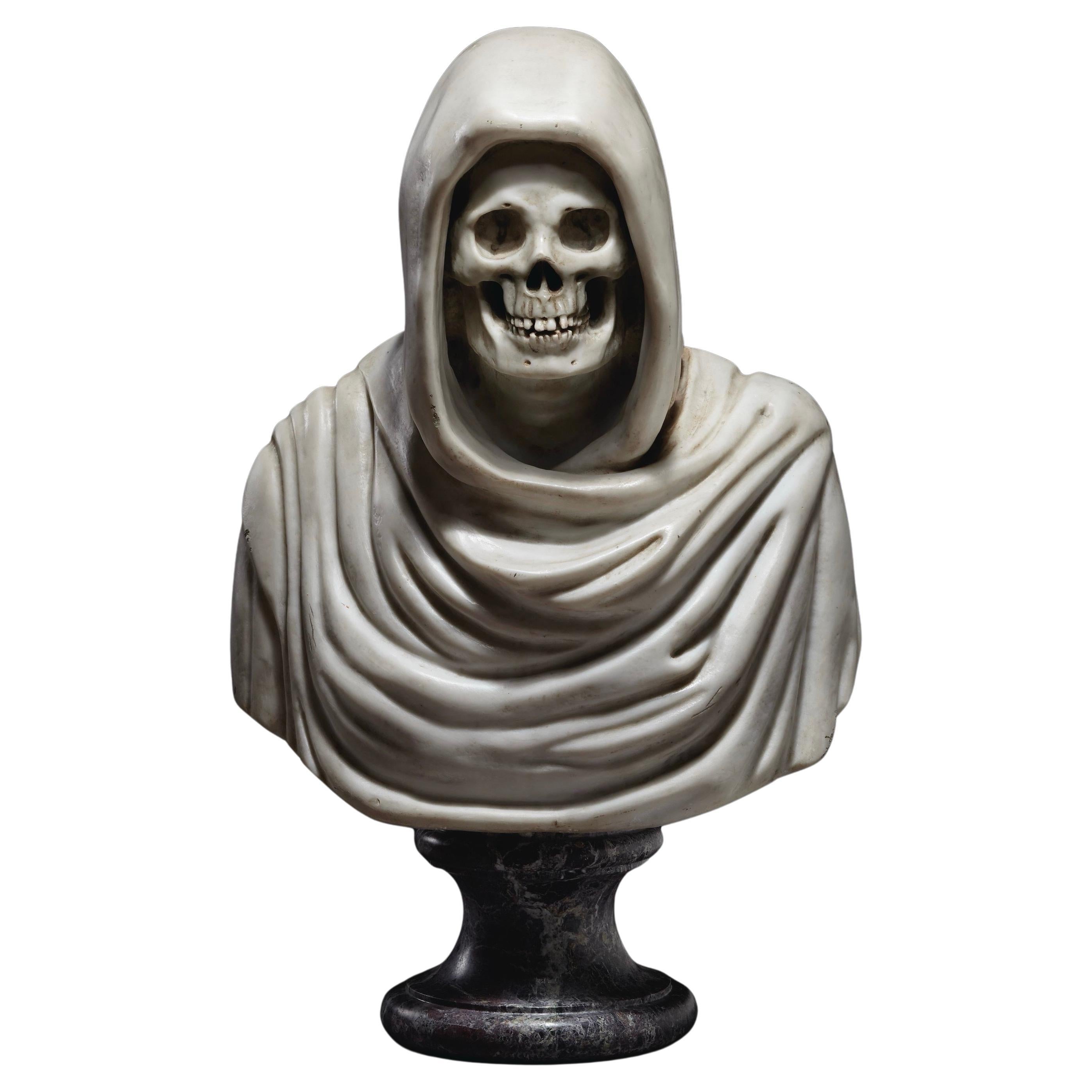 White Marble 'Vanitas' Bust, Solid Marble Sculpture For Sale at 1stDibs