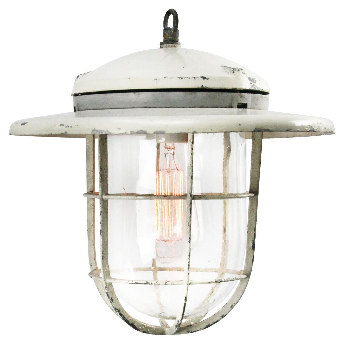 White Metal Clear Glass Vintage Industrial Lamp Pendant by Industria ...