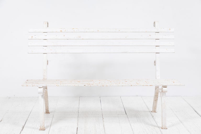 White Metal Garden Bench with Scrolled Details at 1stDibs | white metal ...