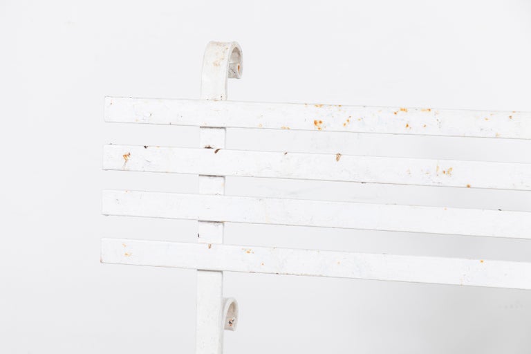 White Metal Garden Bench with Scrolled Details at 1stDibs | white metal ...