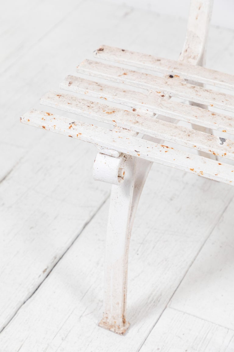 White Metal Garden Bench with Scrolled Details at 1stDibs | white metal ...