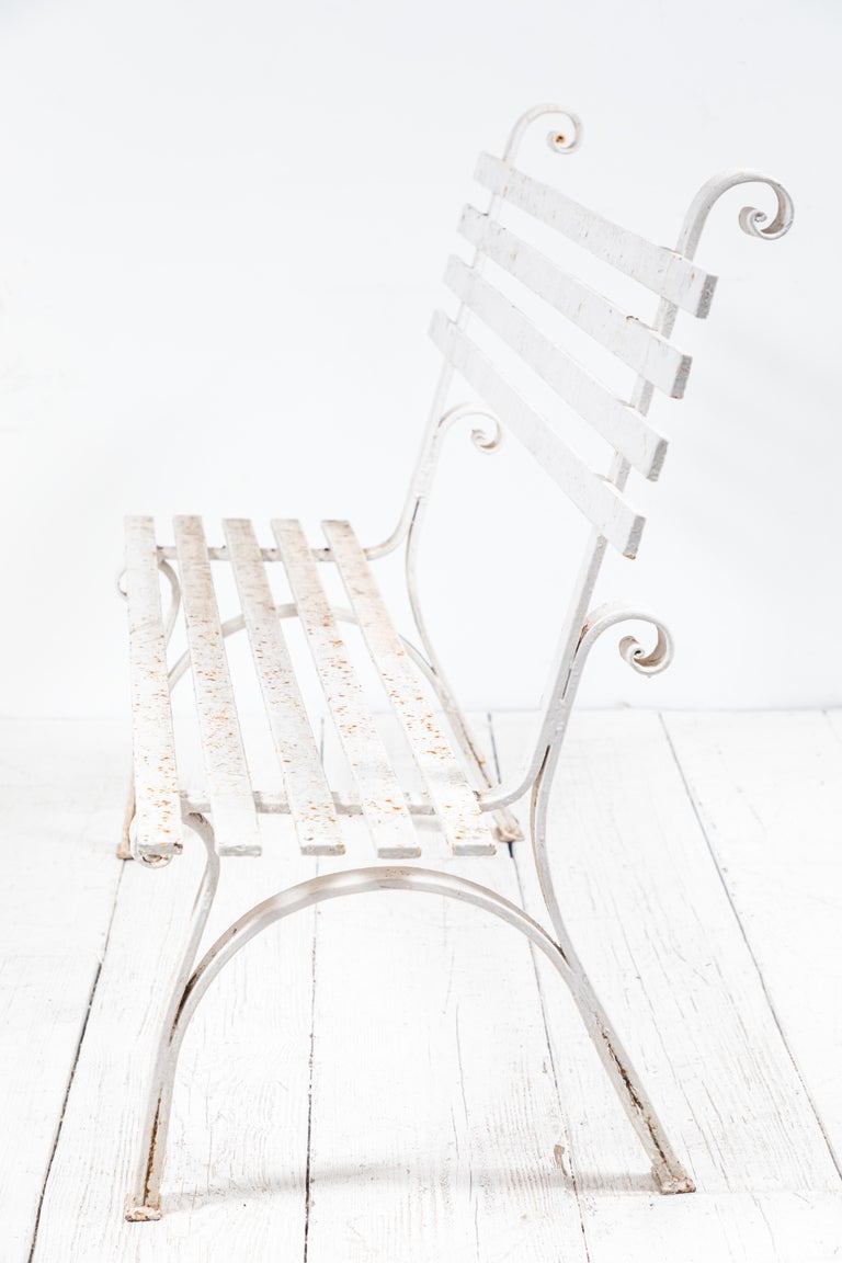 White Metal Garden Bench with Scrolled Details at 1stDibs | white metal ...