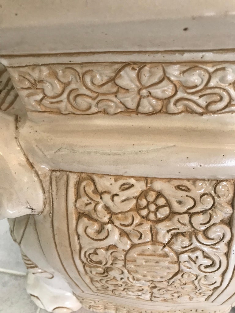 White Midcentury Ceramic Elephant Side Table, or Planter at 1stDibs ...