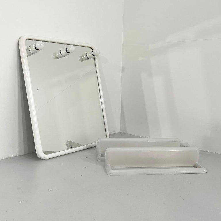 White Mirror with Lights and 2 Towel Holders from Gedy, 1970s For Sale ...