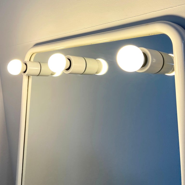 White Mirror with Lights and 2 Towel Holders from Gedy, 1970s For Sale ...