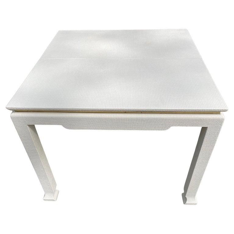 White Modern Linen Wrapped Square Dining or Game Table For Sale at 1stDibs