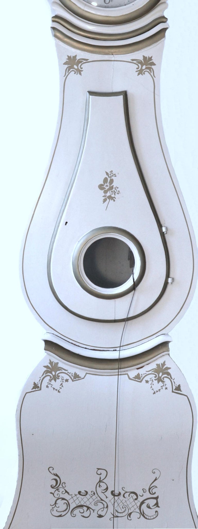 White Mora Clock Swedish Early 1800s Antique Gold Carved Crown For Sale ...