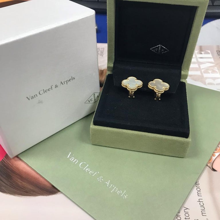 Vintage Alhambra Earrings Van Cleef and Arpels Clover 18 Karat Yellow ...