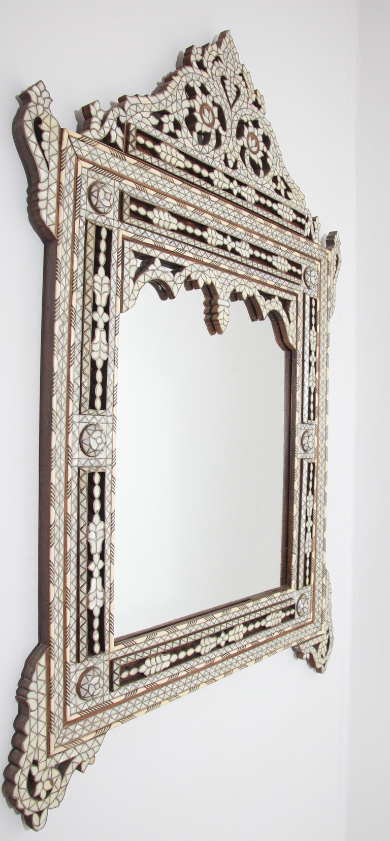 White Mother of Pearl Inlaid Middle Eastern Mirror at 1stDibs | white ...