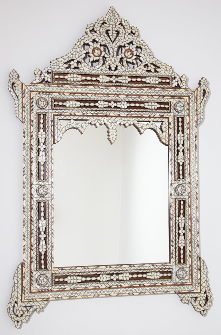 White Mother of Pearl Inlaid Middle Eastern Mirror at 1stDibs | white ...