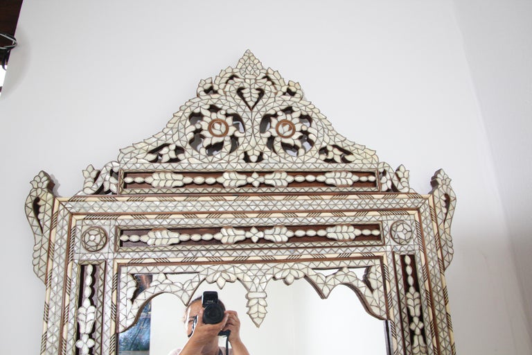 White Mother of Pearl Inlaid Middle Eastern Mirror at 1stDibs | white ...