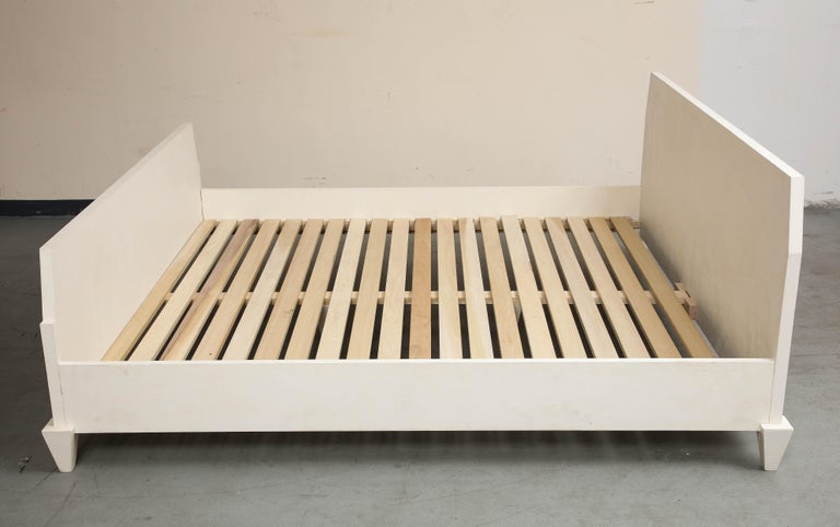 White Oak Custom King Bed Frame with Hand Done Plaster Finish For Sale ...