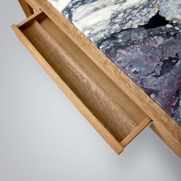 White Oak Eileen Writing Desk with Stone Inset Top by Chapter and Verse ...