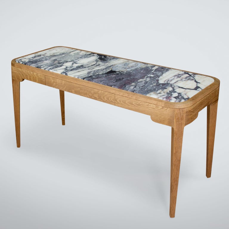 White Oak Eileen Writing Desk with Stone Inset Top by Chapter and Verse ...