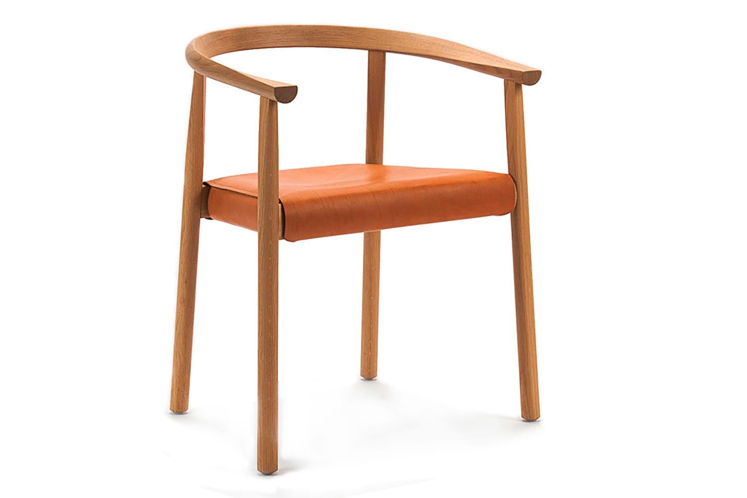 White Oak Framed Dining Chair With Saddle Leather Seat by Bensen ...