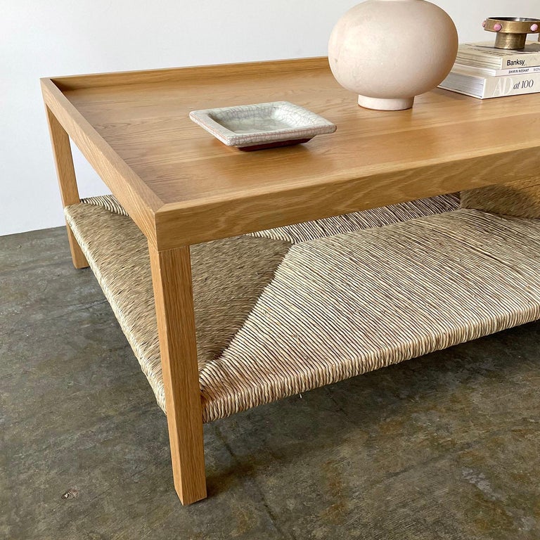 White Oak and Rush Coffee Table by Amber Interiors For Sale at 1stDibs