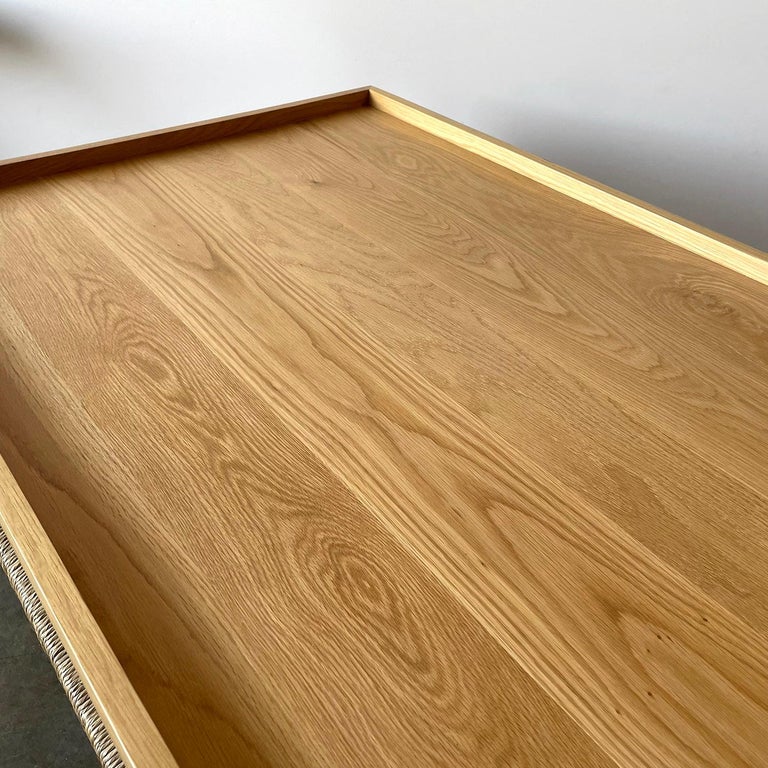 White Oak and Rush Coffee Table by Amber Interiors For Sale at 1stDibs