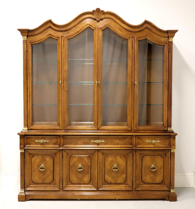 WHITE OF MEBANE Monumental Burl Walnut French Provincial China Cabinet ...