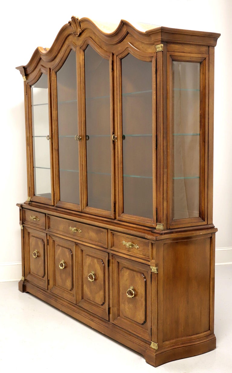 WHITE OF MEBANE Monumental Burl Walnut French Provincial China Cabinet ...