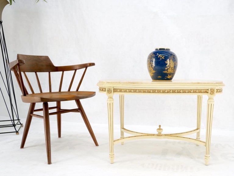 White Onyx Top Stadium Shape Top Beige Lacquer Carved Stretcher Base ...