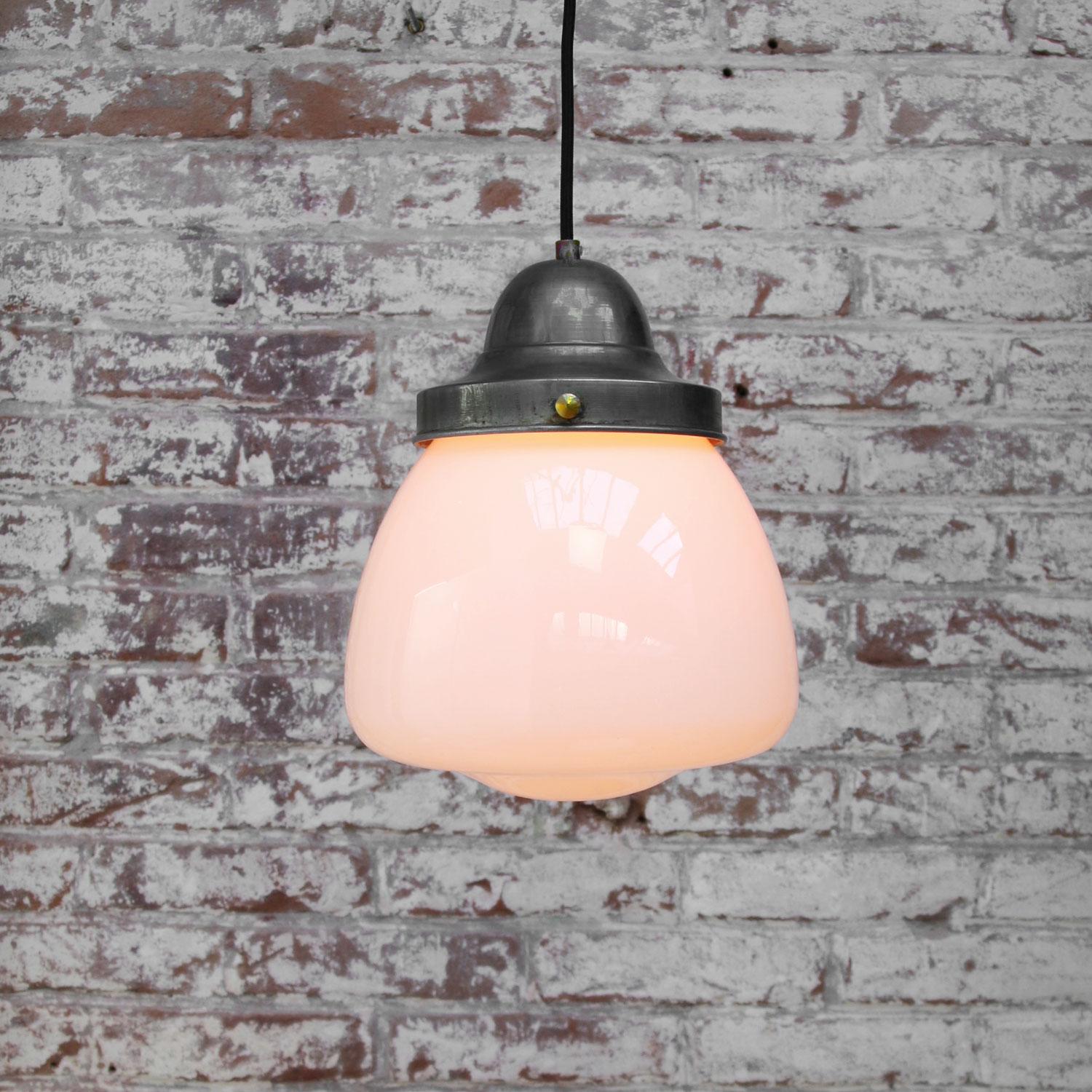 White Opaline Milk Glass Vintage European Pendant Lights at 1stDibs