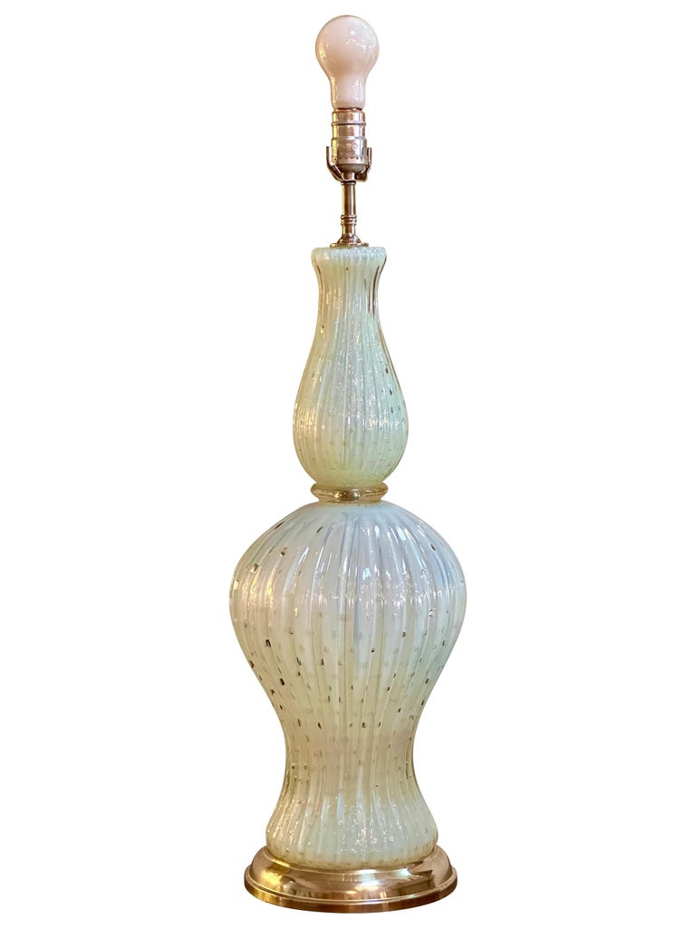 White Opaline Murano Glass Table Lamp, circa 1960 For Sale at 1stDibs