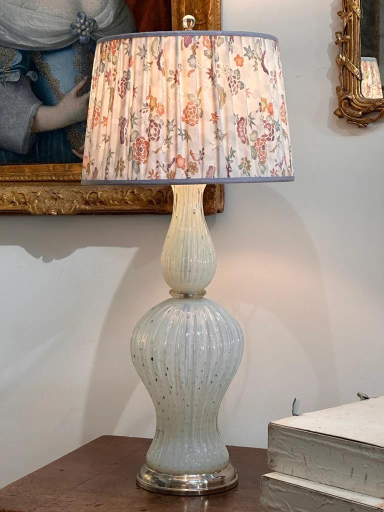 White Opaline Murano Glass Table Lamp, circa 1960 For Sale at 1stDibs