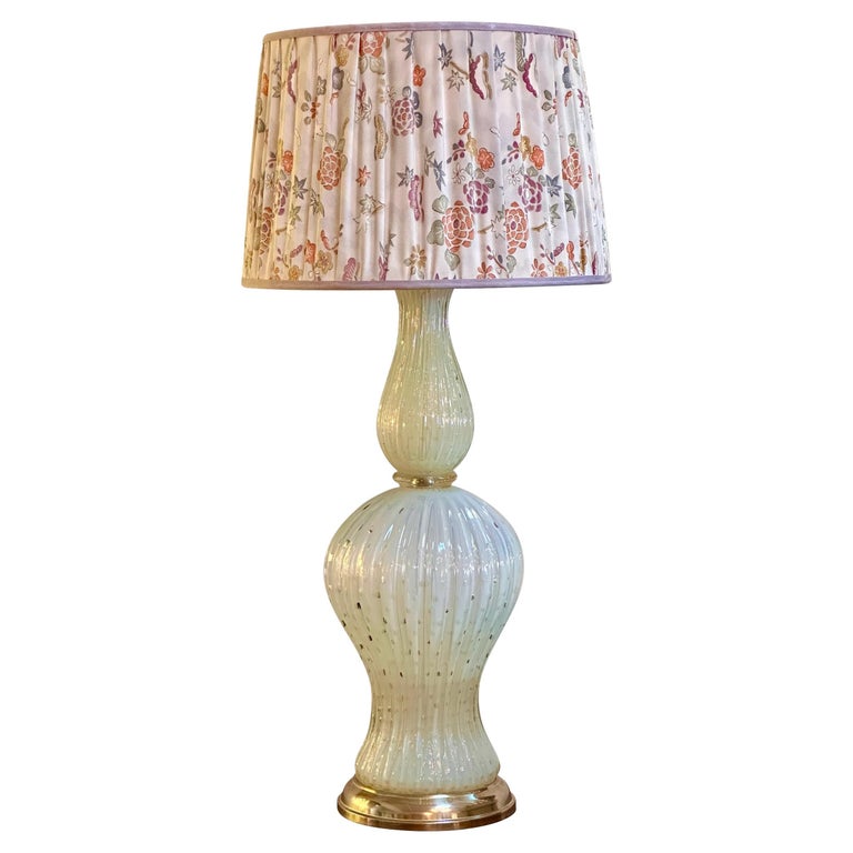 White Opaline Murano Glass Table Lamp, circa 1960 For Sale at 1stDibs