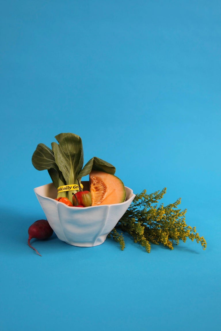 White Organic Porcelain Kawa Bowl, Small, Leather Cast Ceramic Kawa ...