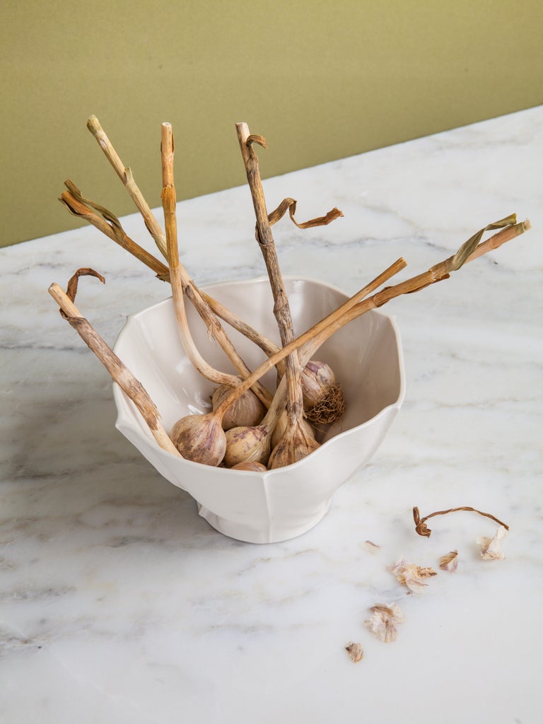 White Organic Porcelain Kawa Bowl, Small, Leather Cast Ceramic Kawa ...