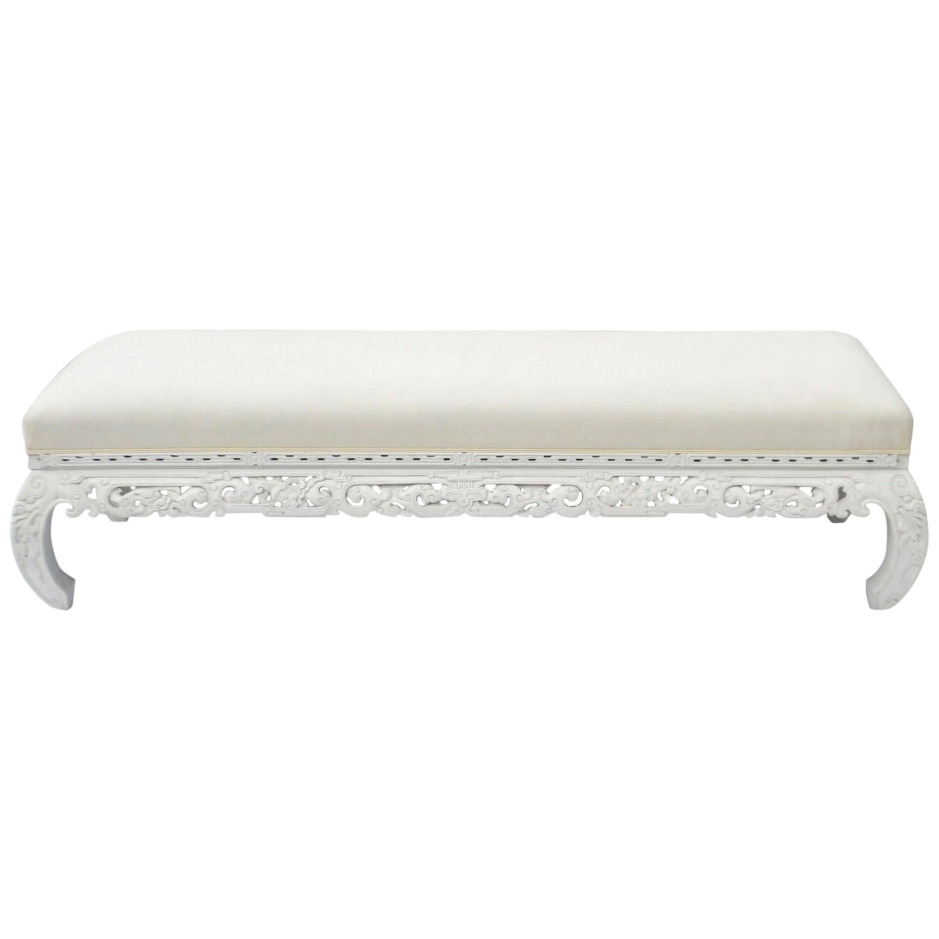 Art Deco Inspired White Washed Piano Bench For Sale at 1stDibs