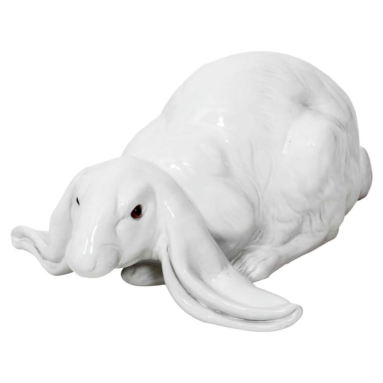 White Painted Ceramic Bunny at 1stDibs