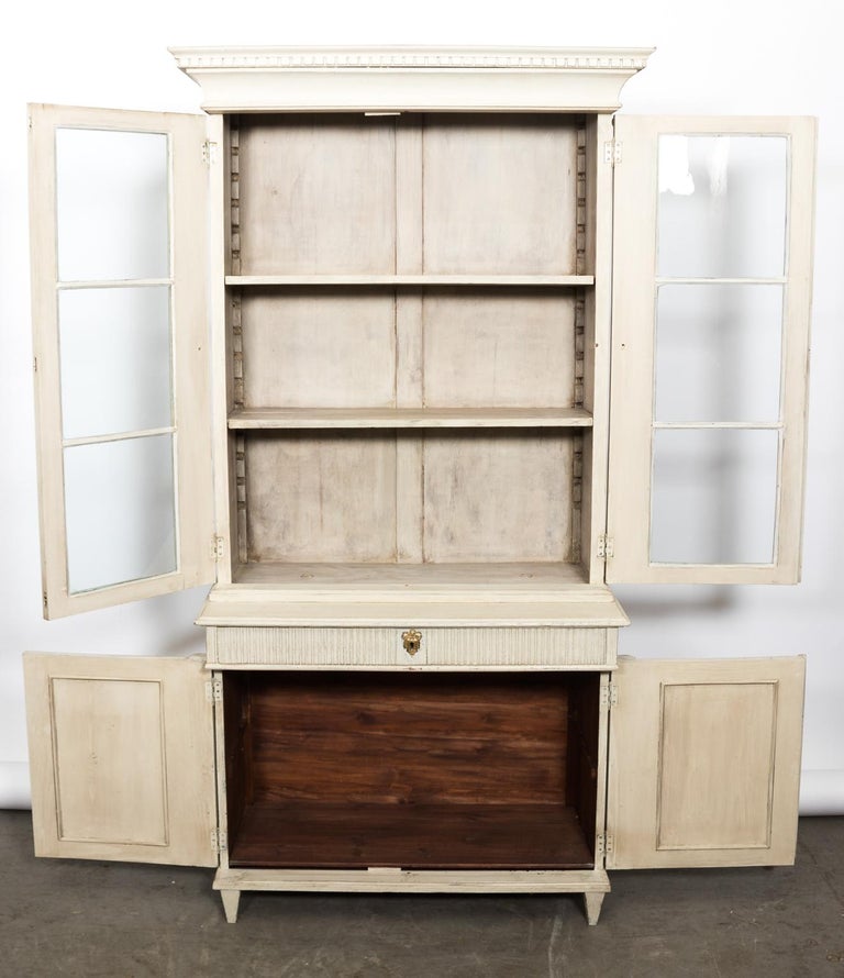 White Painted Glass Front Bookcase from Denmark For Sale at 1stDibs