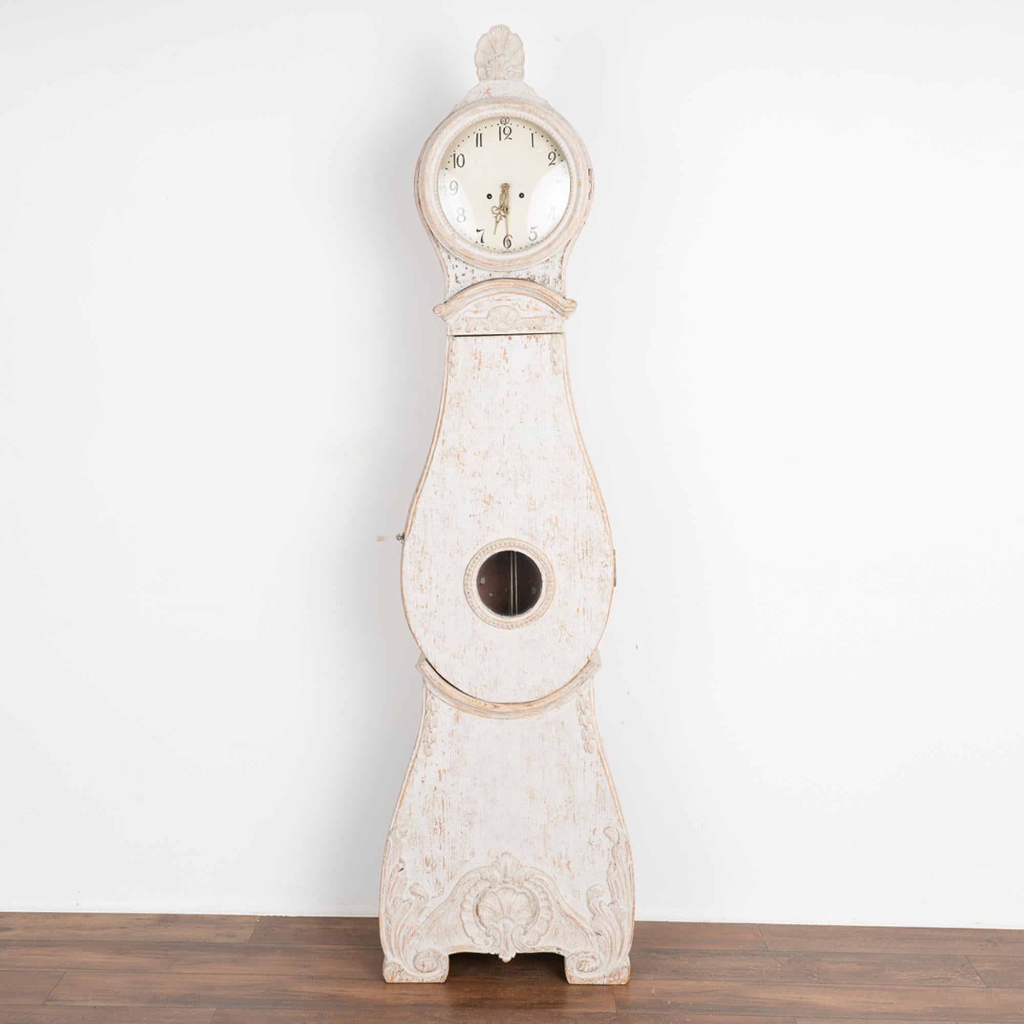 White Painted Swedish Mora Grandfather Clock, circa 1820-40 For Sale at ...